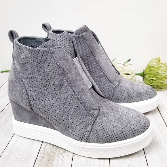 Shoes | New Gray Wedge High Top Platform Sneakers Booties | Poshmark